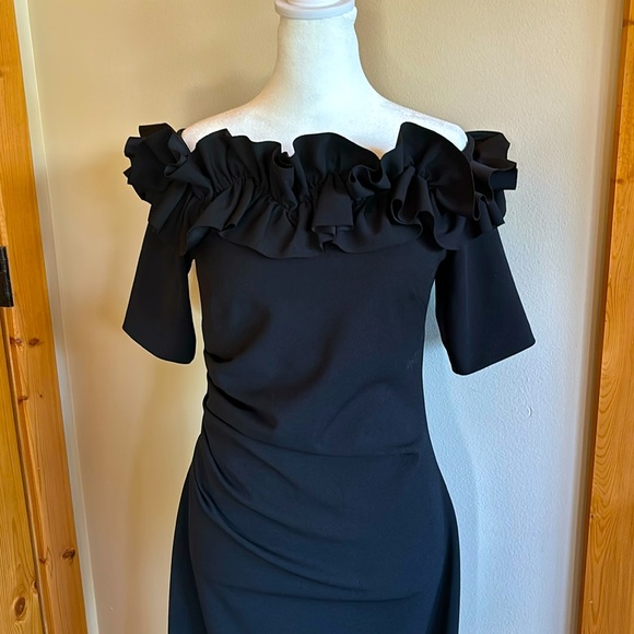 Xscape | Dresses | Xscape Ruffle Off The Shoulder Crepe Column Gown ...